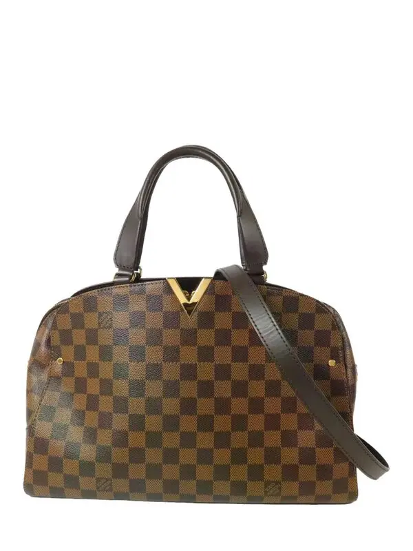 LOUIS VUITTON Damier Kensington Bowling Tote Bag - Brown