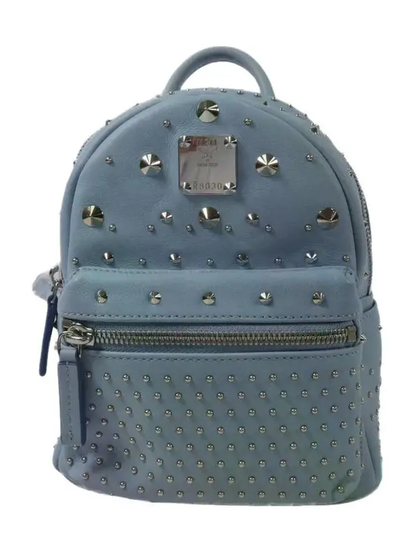 Mcm Studded Leather Backpack - Blue