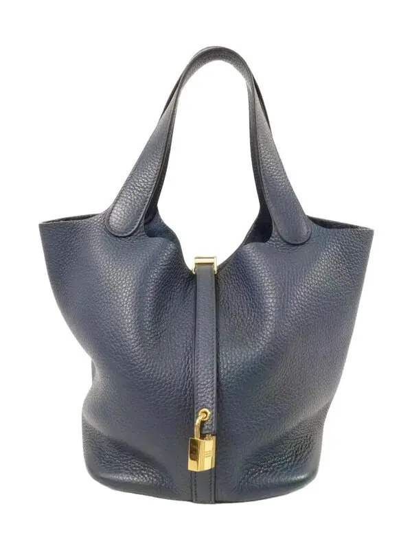 Hermès 2023 Mm Picotin Leather Tote Bag - Blue