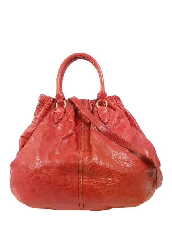 Miu Miu Two-way Leather Tote Bag - Red