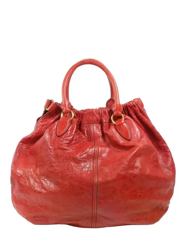 Miu Miu Two-way Leather Tote Bag - Red