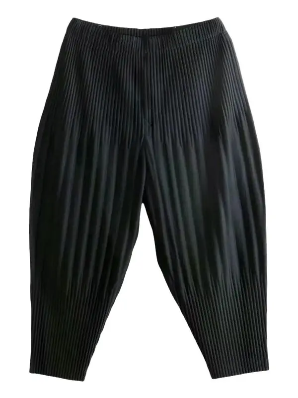 Issey Miyake Pleated Cropped Trousers - Black