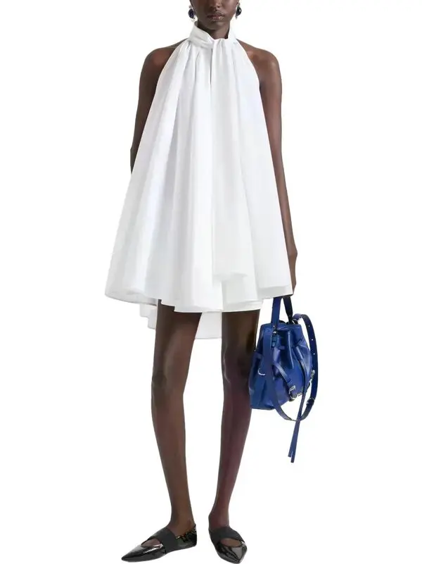 Givenchy Tie-neck Pleated Mini Dress - White