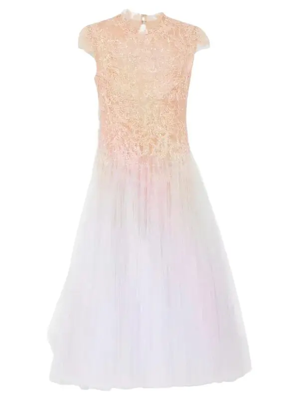 MONTSAND Ombre Cut-out Laced Tulle Dress - Purple
