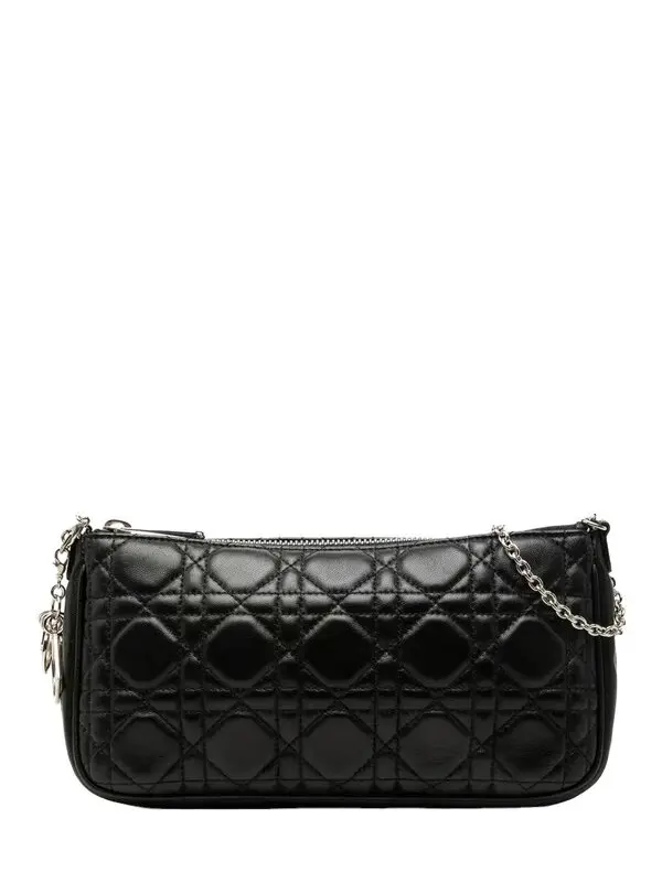 Dior 2009 Lambskin Cannage Pochette Shoulder Bag - Black