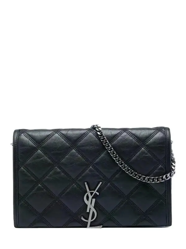 Saint Laurent Quilted Lambskin Becky Wallet On Chain Crossbody Bag - Black