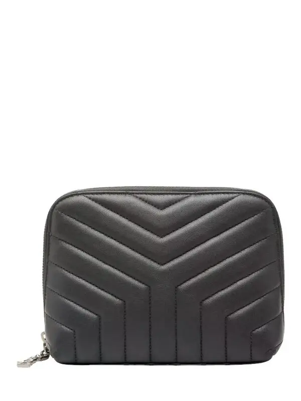Saint Laurent Matelassé Lambskin Monogram Loulou Cosmetic Case Pouch - Black