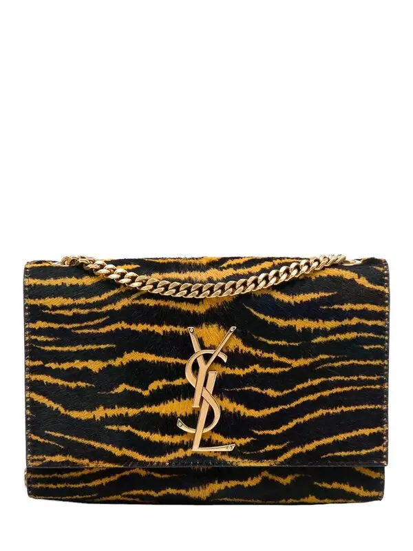 Saint Laurent Small Tiger Print Pony Hair Monogram Kate Crossbody Bag - Brown