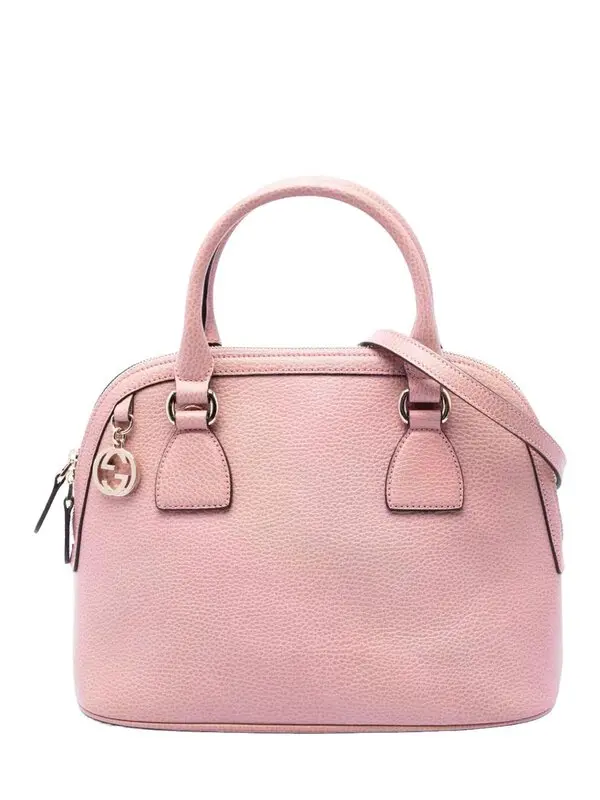 Gucci Dome Satchel Calfskin Gg Charm Bag - Pink