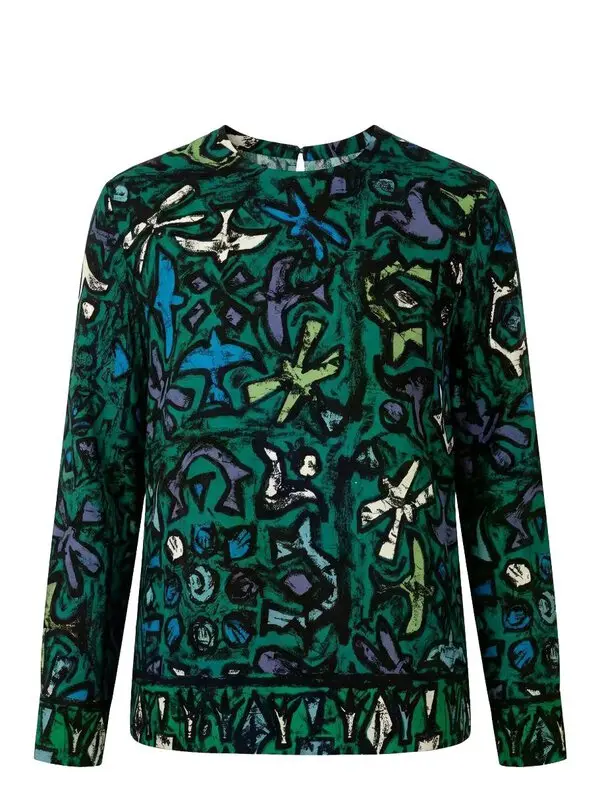 Valentino Garavani Abstract Print Long Sleeve Top - Green