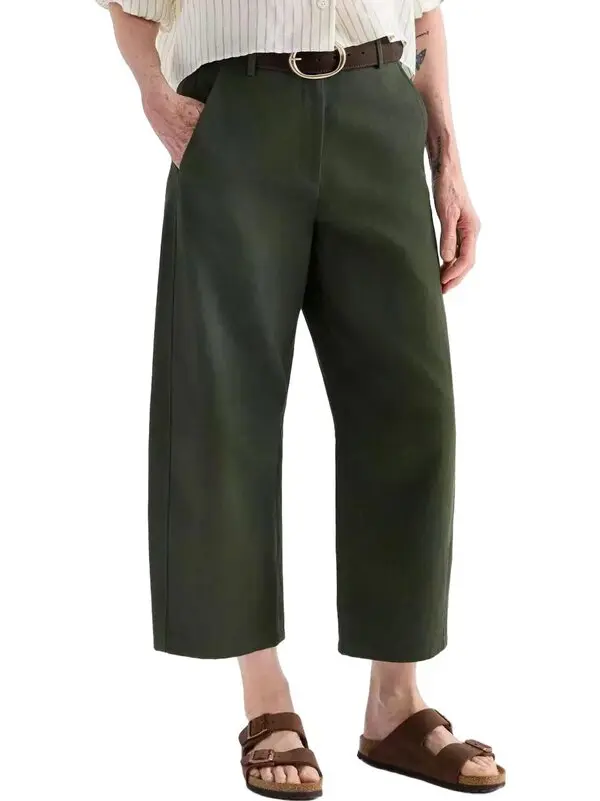 TWP Slouchy Barrel-leg Cropped Trousers - Green