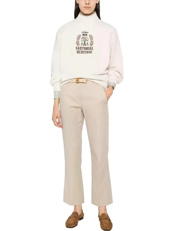 Brunello Cucinelli Sartorial Heritage Embroidered Cashmere Sweater - Neutrals