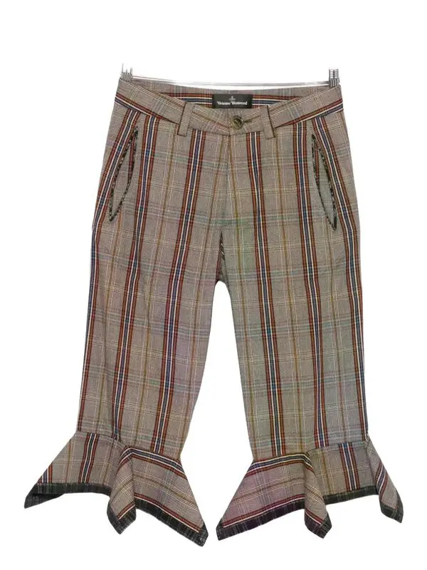 VIVIENNE WESTWOOD Checked Ruffled Cropped Trousers - Neutrals