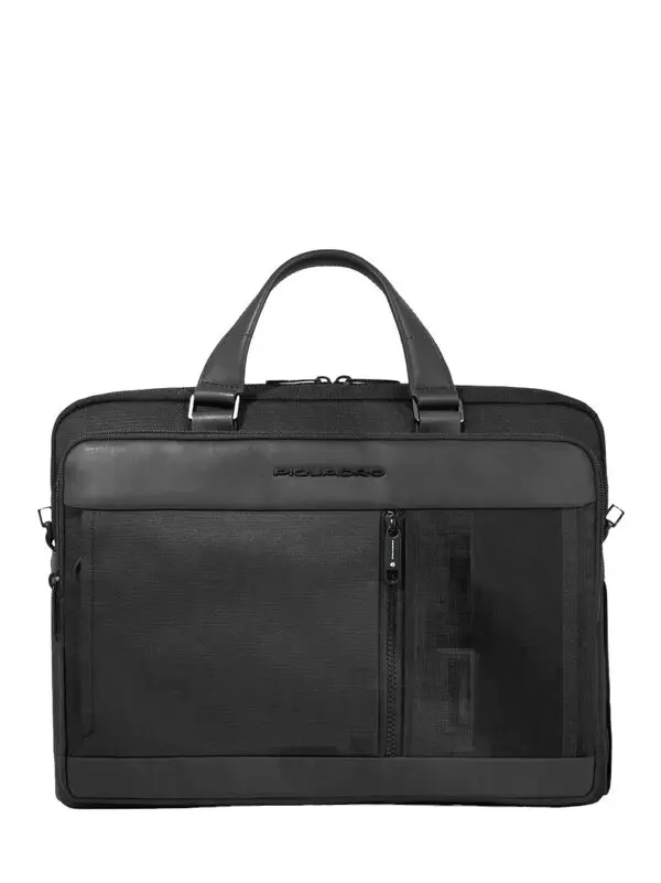 PIQUADRO Paneled Briefcase With Logo Plaque - Black