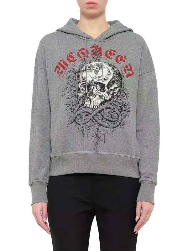Alexander McQueen Skull And Snake Graphic Hoodie - Grey