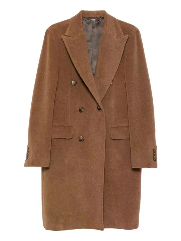 Canali Double-breasted Peak-lapel Coat - Brown