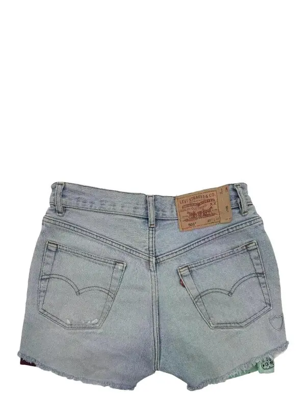 HTC LOS ANGELES Bandana Insert Frayed Hem Shorts - Blue
