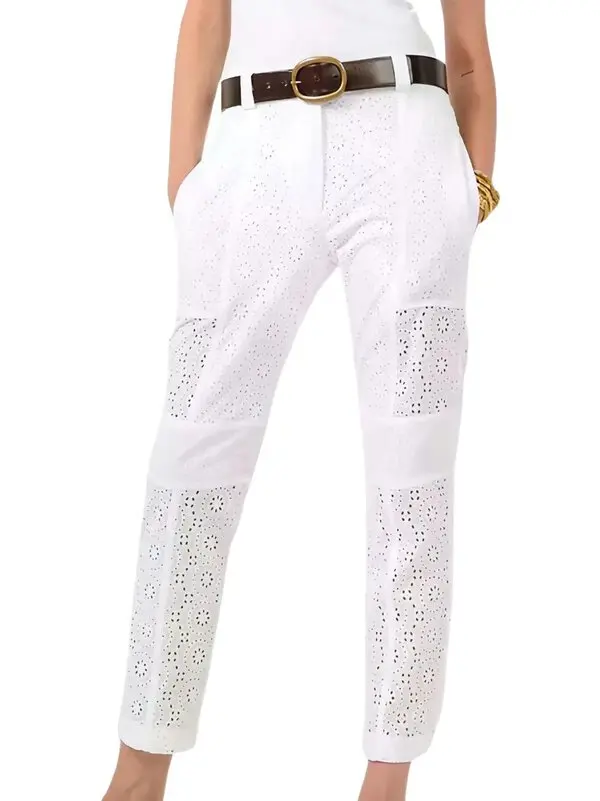 Barbara Bui Broderie Anglaise Straight Leg Trousers - White