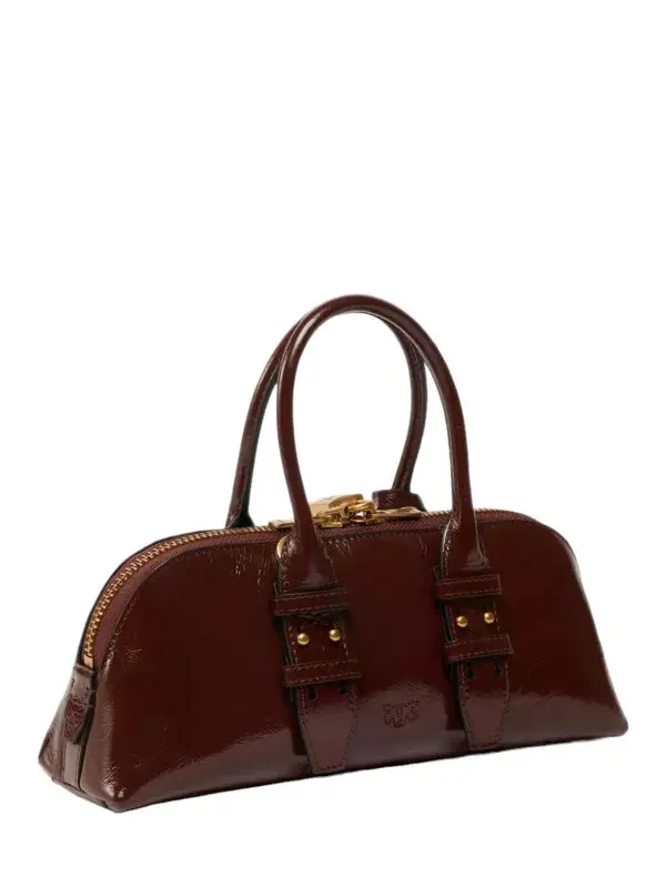 Pinko Escape Bag Horizontal Small Handbag In Shiny Leather - Red