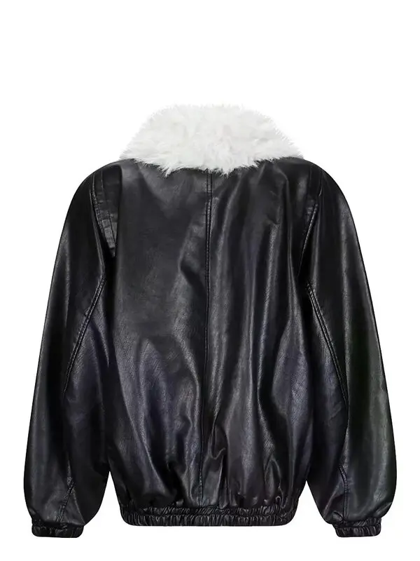 Source Unknown Faux-fur Collar Bomber Jacket - Black