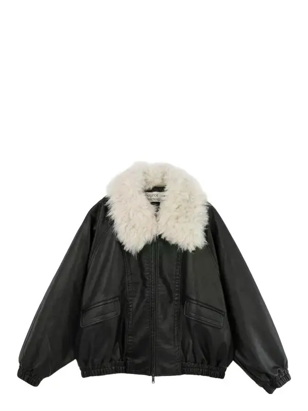 Source Unknown Faux-fur Collar Bomber Jacket - Black