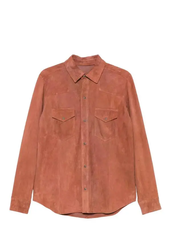 Eleventy Suede Flap-pocket Shirt - Brown