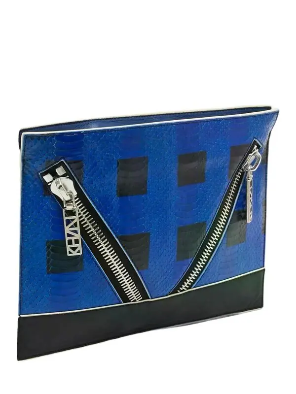 Kenzo Kalifornia Python-embossed Clutch Bag - Blue