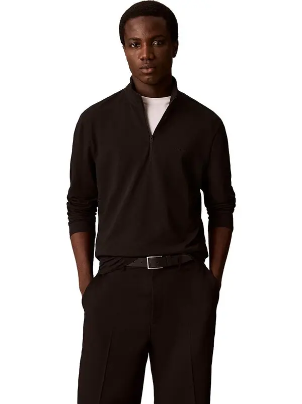 Calvin Klein Tech Pique 1/4 Zip Top - Black