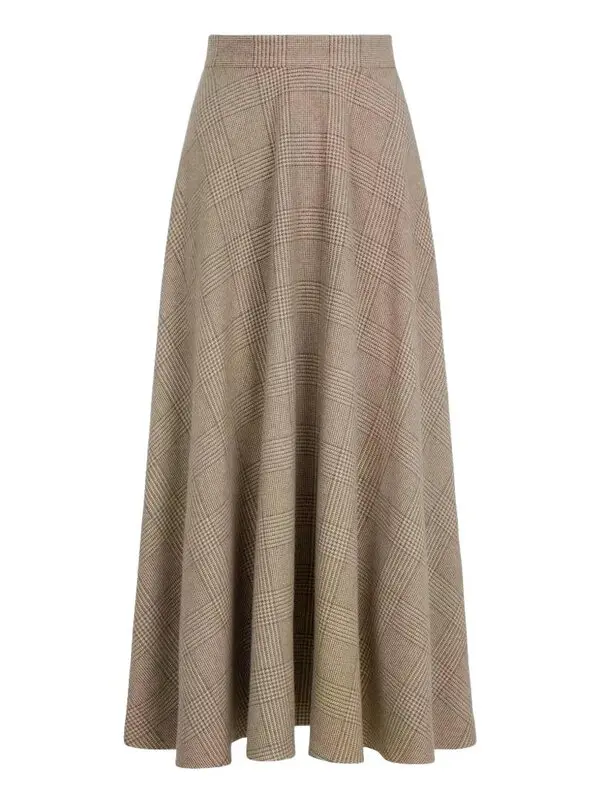 Oscar De La Renta Plaid A-line Midi Skirt - Neutrals