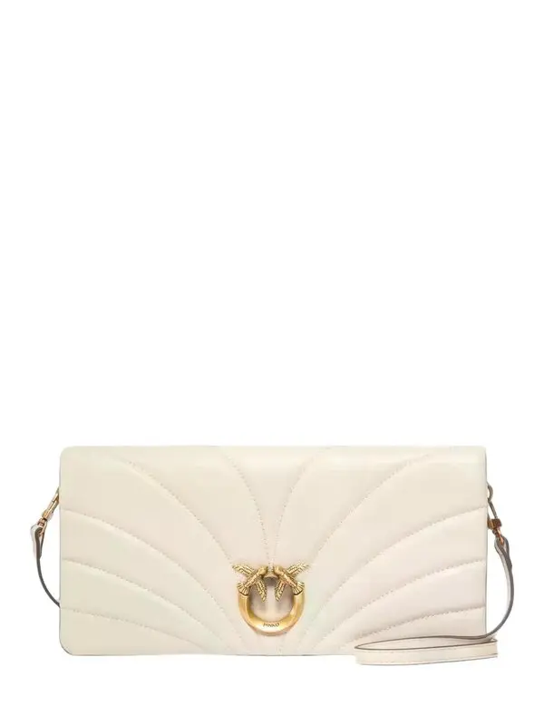 Pinko Love Birds Quilted Leather Shoulder Bag - Neutrals