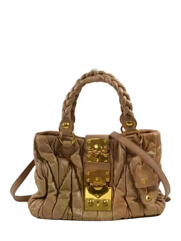 Miu Miu Matelassé Coffer 2-way Shoulder Bag - Neutrals