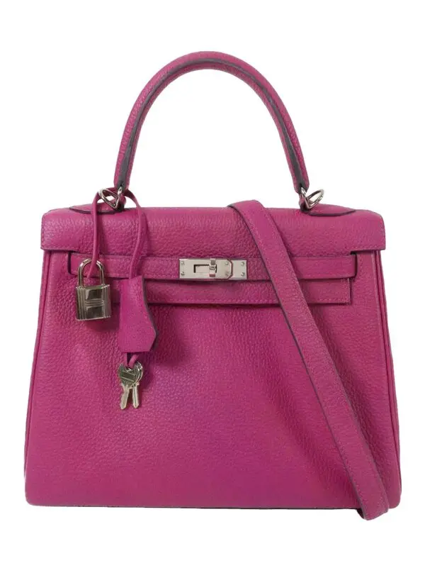 Hermès 25 Kelly Two-way Handbag In Togo Leather - Pink