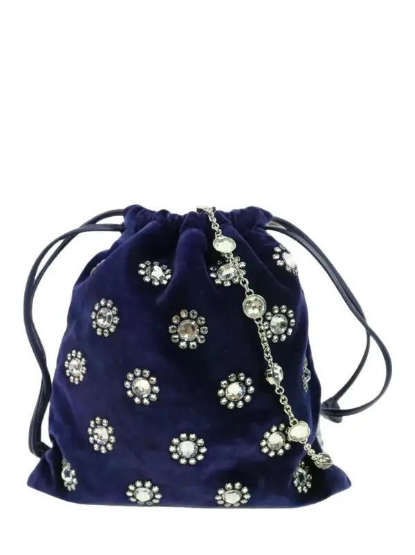 Miu Miu Crystal-embellished Velvet Bucket Bag - Blue