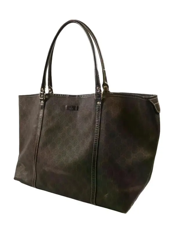 Gucci Gg Leather-trim Tote Bag - Brown