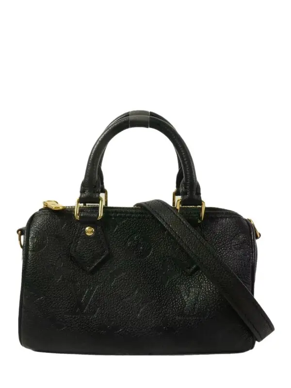 LOUIS VUITTON Nano Speedy Monogram Empreinte Shoulder Bag - Black