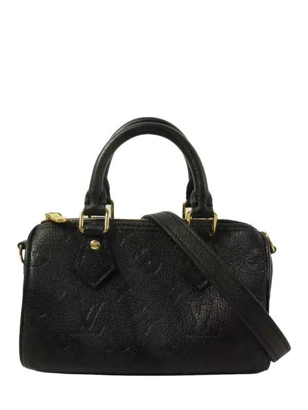 LOUIS VUITTON Nano Speedy Monogram Empreinte Shoulder Bag - Black