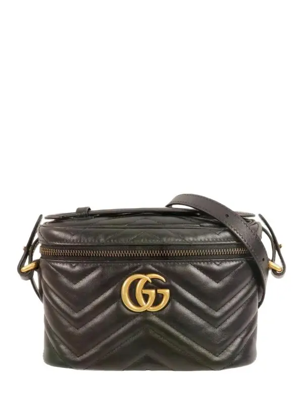 Gucci Leather Matelassé Mini Marmont Tote Bag - Black