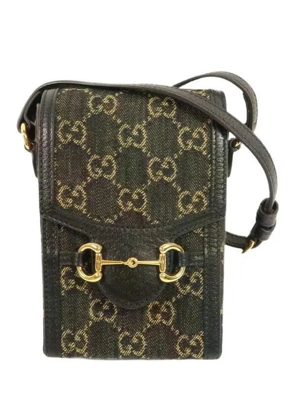 Gucci Mini Horsebit 1955 Gg Supreme Canvas Shoulder Bag - Black