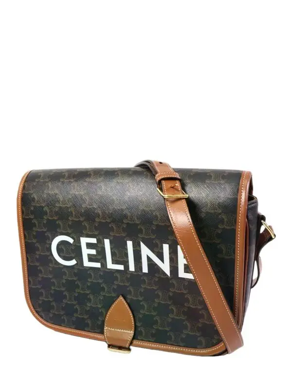 Celine Triomphe Logo Print Messenger Bag - Brown