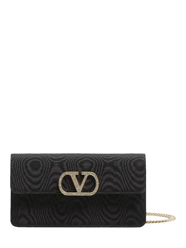 Valentino Garavani Wallet On A Chain - Black/crystal