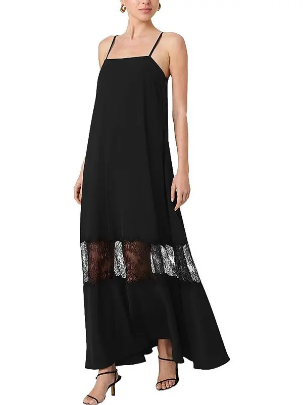 French Connection Quinn Crepe Lace Maxi Dress - Black