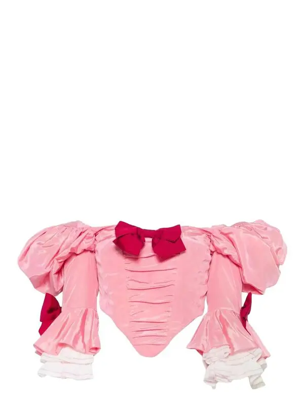 Moschino Bow Detail Ruffled Top - Pink