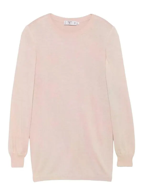 Valentino Garavani 1980s Fine Knit Crew Neck Long Sleeve Pullover - Pink