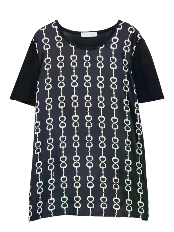 Celine Chain-link Silk T-shirt - Black