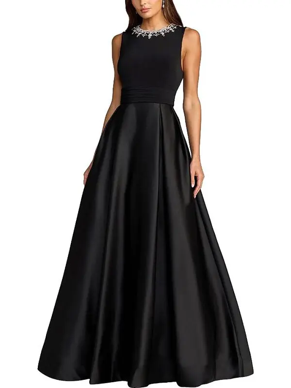 Mac Duggal Embellished High Neck Sleeveless A-line Gown - Black