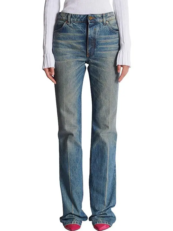 Balmain Straight-leg Faded Denim Jeans - Blue