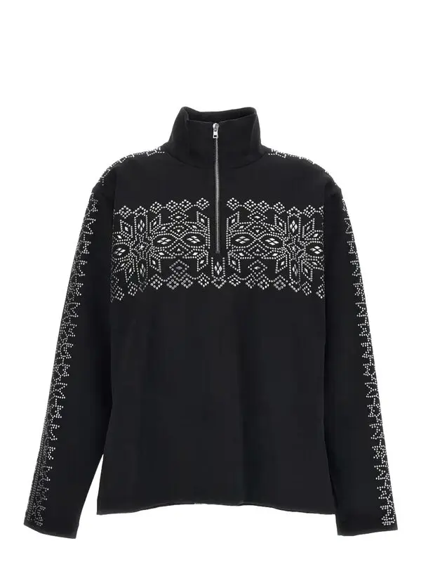 IRIE' Irie Crystal Embellished Geometric Half-zip Sweater - Black