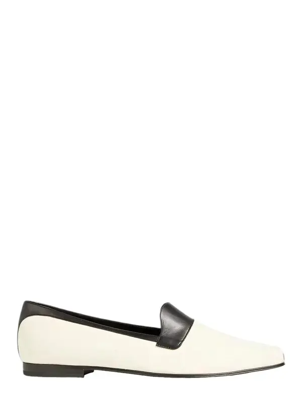 Khaite Leather-trimmed Canvas Loafers - Neutrals