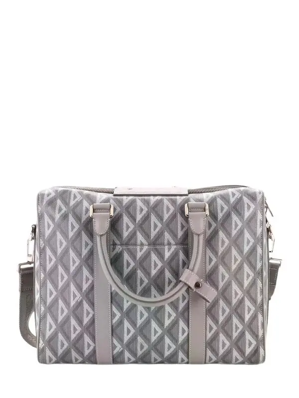 Dior Lingot Briefcase Cd Diamond Coated Canvas And Leather Business Bag - Grey