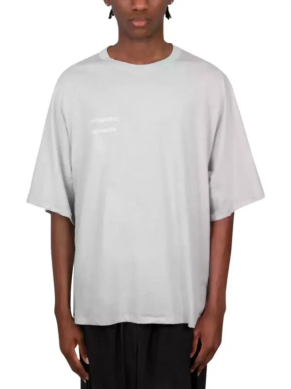 OPTIMISTIC RUNNERS Logo-print Short-sleeve T-shirt - Grey